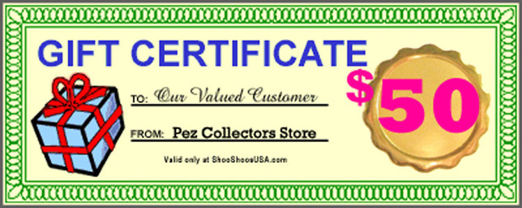 $50.00 Gift Certificate - $50.00 : Pez Collectors Store, The Ultimate ...
