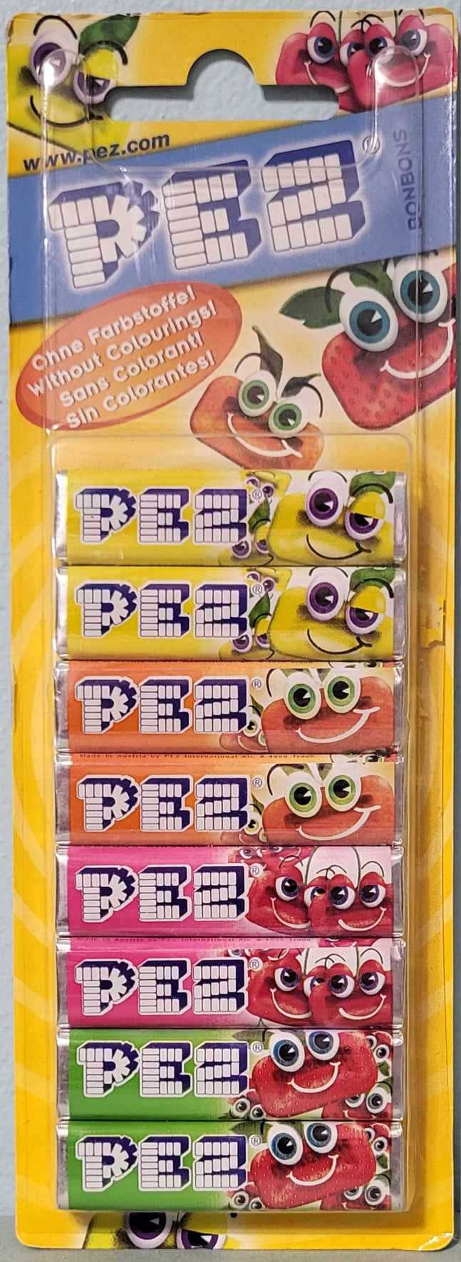 8 rolls European PEZ Assorted Fruit Flavors Dated 10 2007 MOC Blister ...