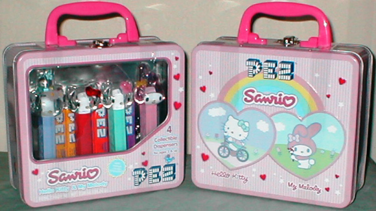 Hello Kitty Crystal Set of 4 Pez in Lunchbox Gift Tin - $15.00