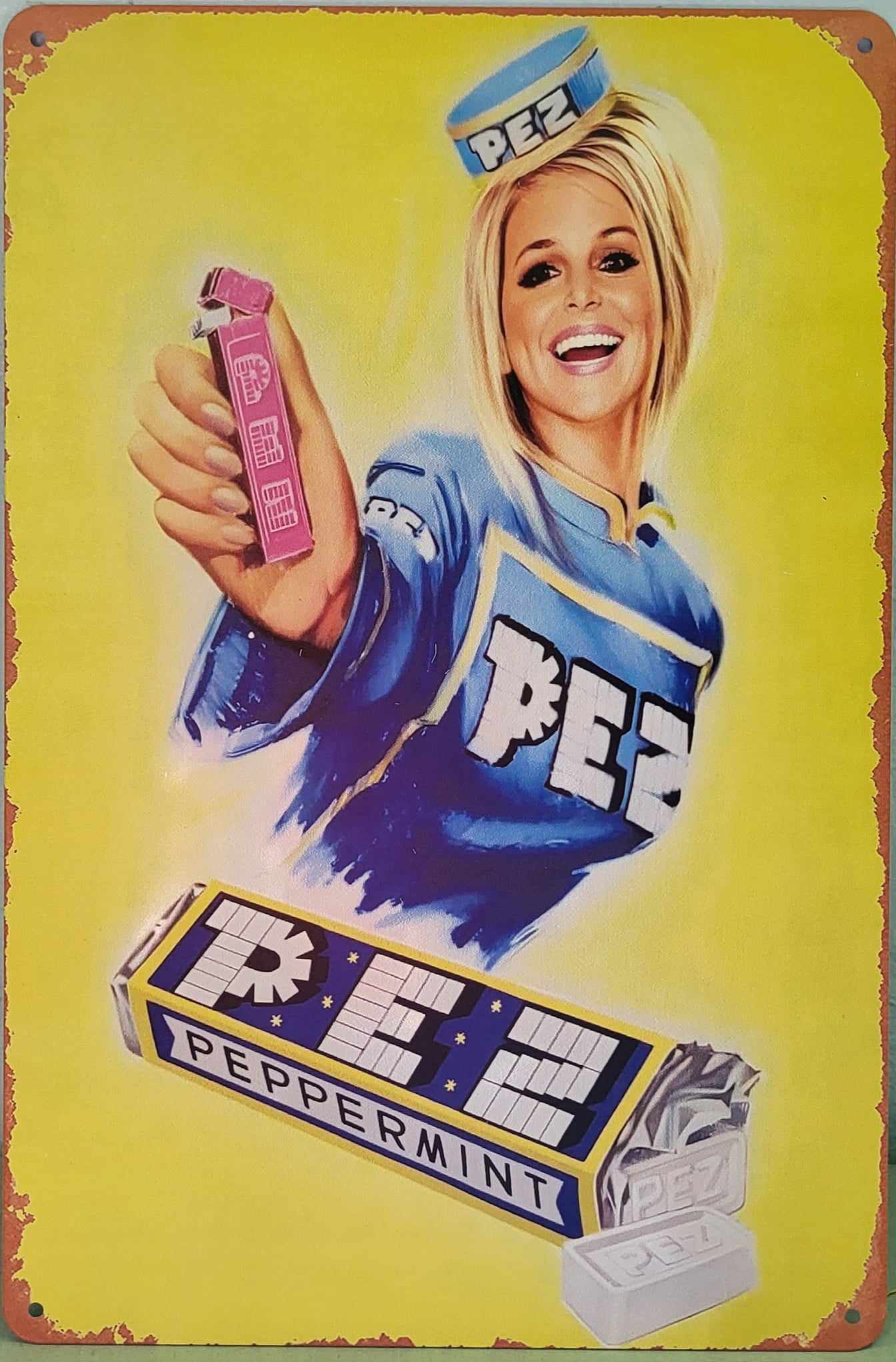 Metal Blonde PEZ Girl with Regular Advertising Sign 8 x 12 - $12.00 ...
