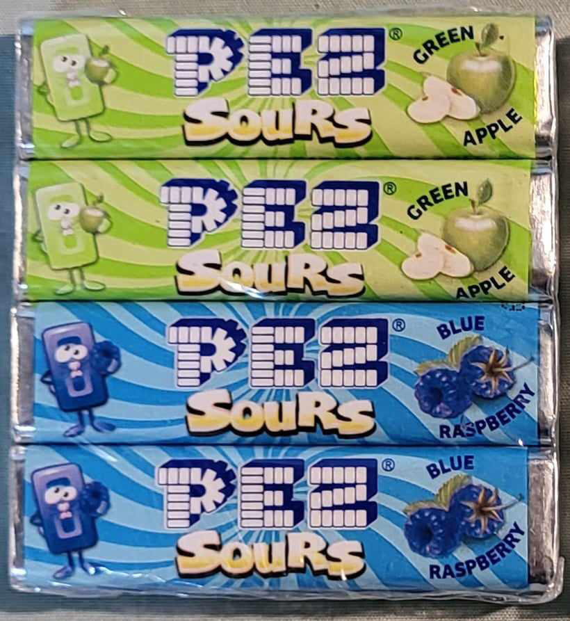 Cello Wrapped 4 Pack Sours Green Apple and Blue Raspberry Flavor Pez ...