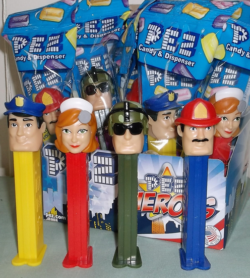 Pez Heroes Set - Nurse, Fireman, Policeman, Army Soldier MIB - $10.00