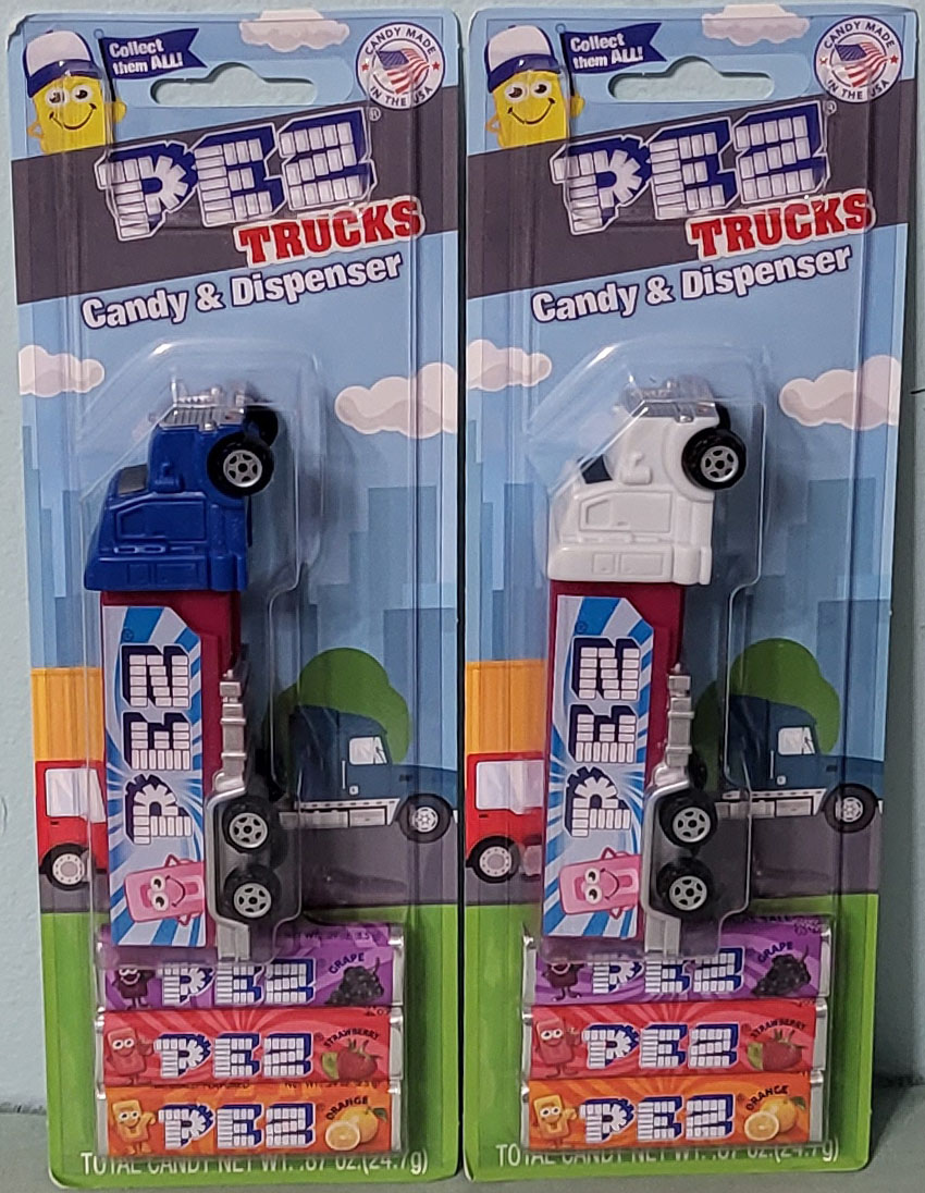 Raspberry Mascot Blue Cab and White Cab Pez Truck Pair MOC - $14.00 ...